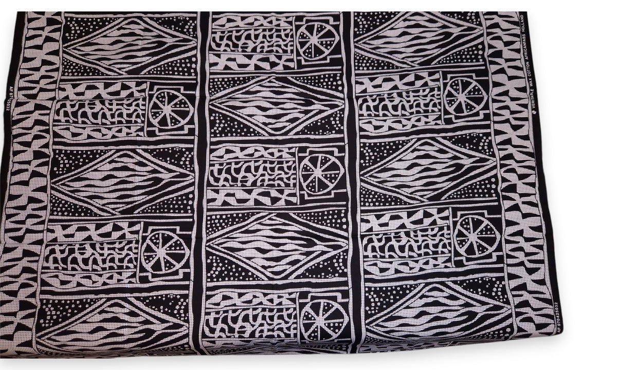 African print fabric - Black & White Ndop Cameroon - 100% cotton ...