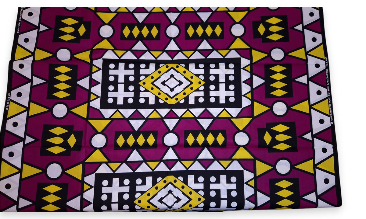 African print fabric - Purple Yellow Samakaka / Samacaca (Angola) - 10 ...