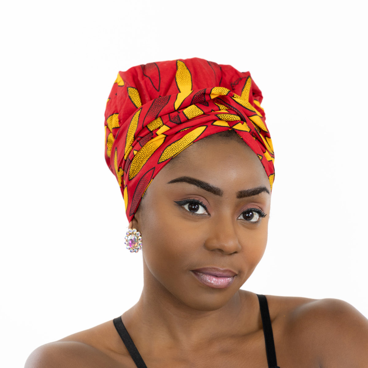 Easy headwrap - Satin lined hair bonnet - Red / yellow sunburst ...