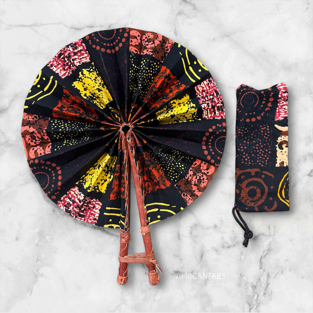 African Hand fan - Ankara print Hand fan - Kosi - Black – AfricanFabs