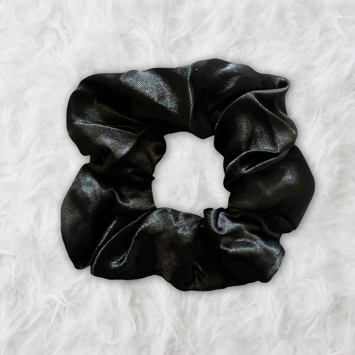 Black Satin Hair bonnet + Satin Scrunchie ( Adjustable & Reversable Sa ...