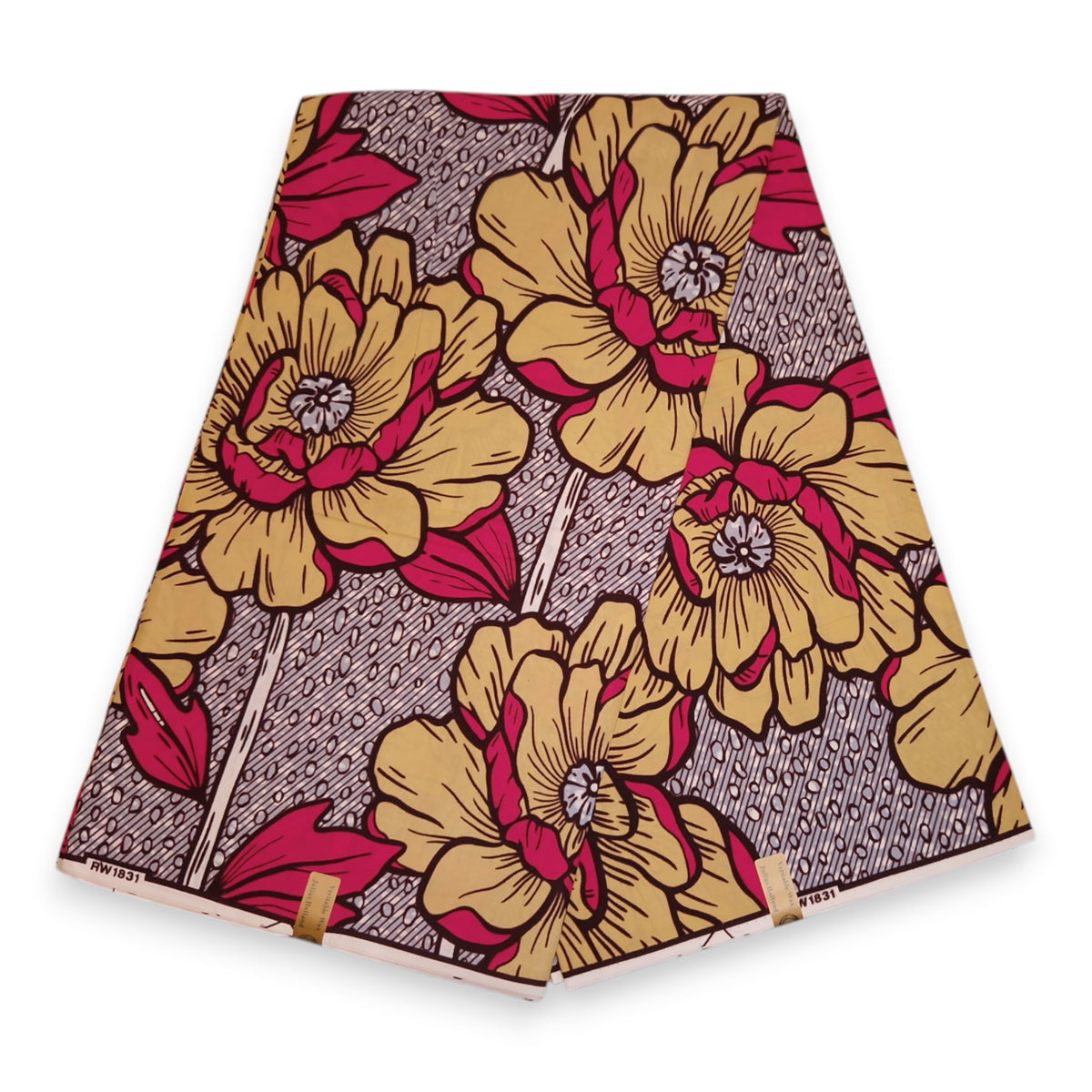 African Wax print fabric - Yellow & Pink Bold Flowers – AfricanFabs