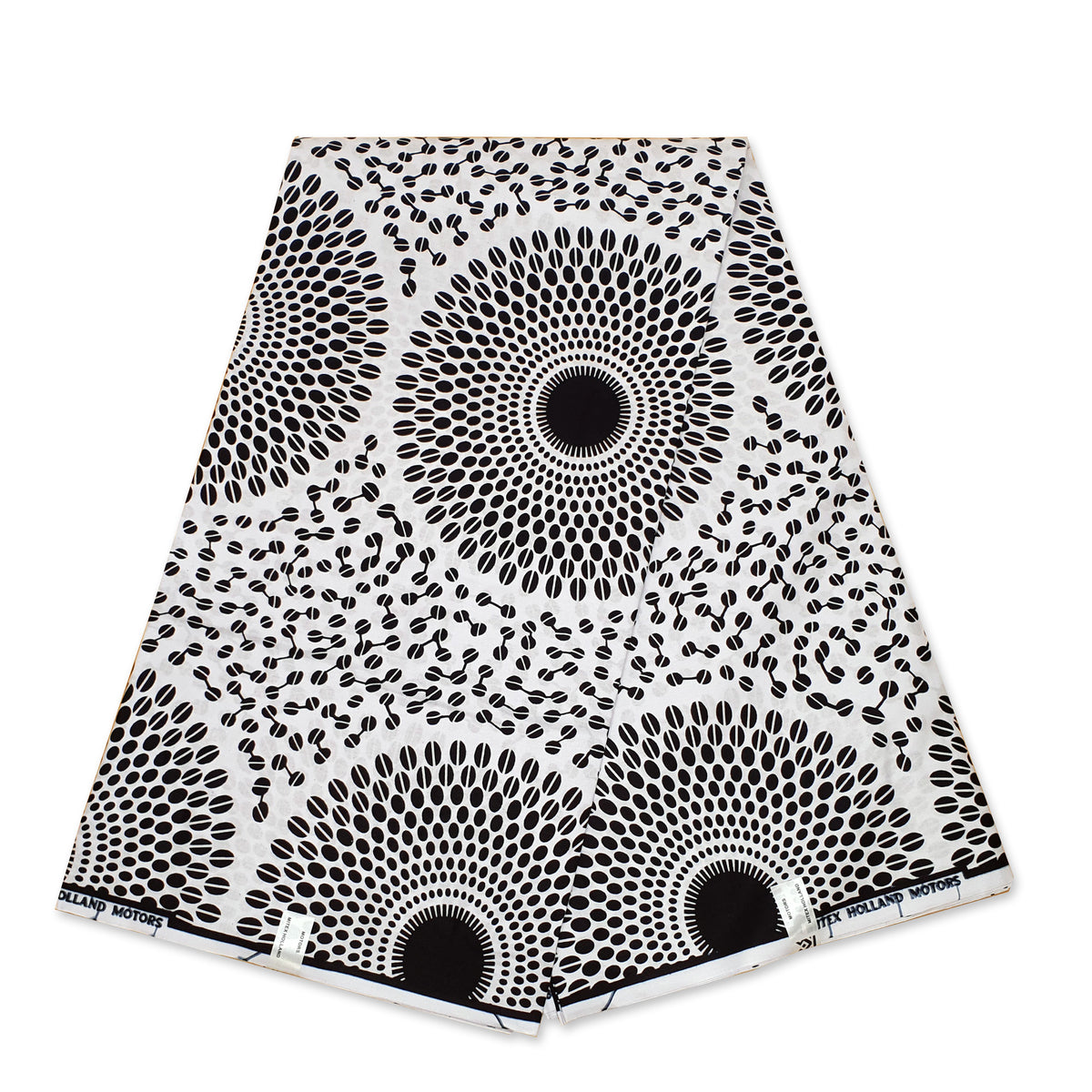 African Wax print fabric - Black White Round Patterns - 100% cotton ...