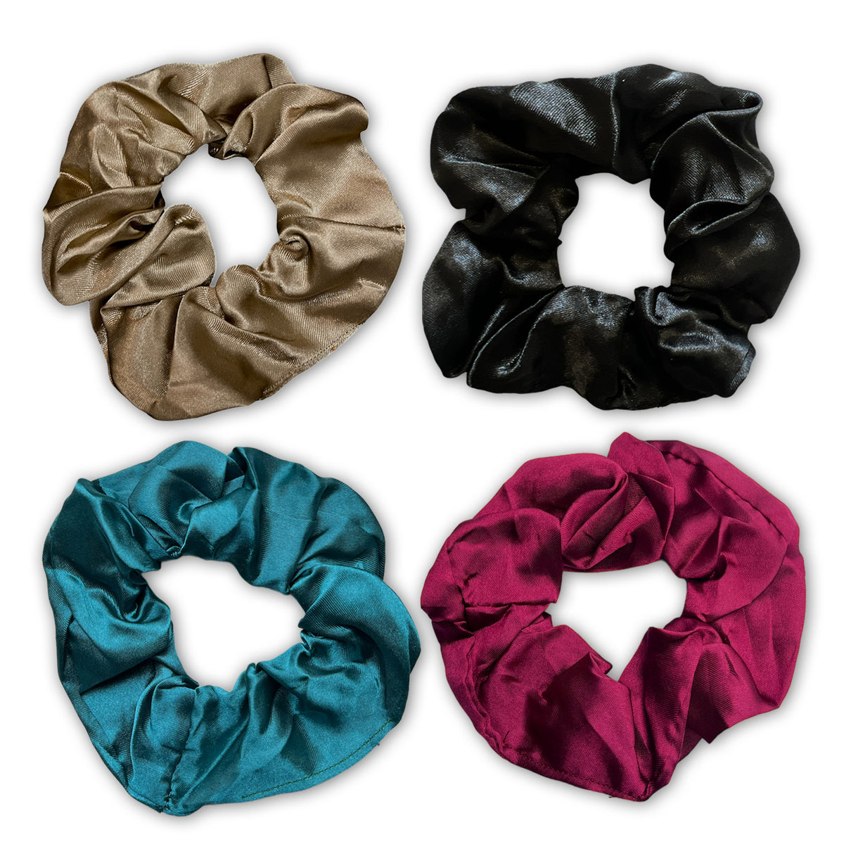Scrunchie Satin - Adults Hair Accessory - 4 Scrunchies - Discount Pack ...