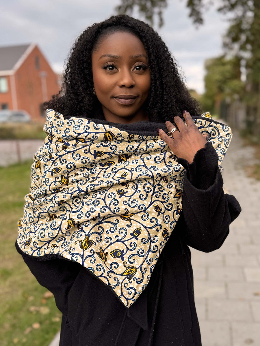 African print Winter scarf for Adults Unisex - Blue Mills – AfricanFabs
