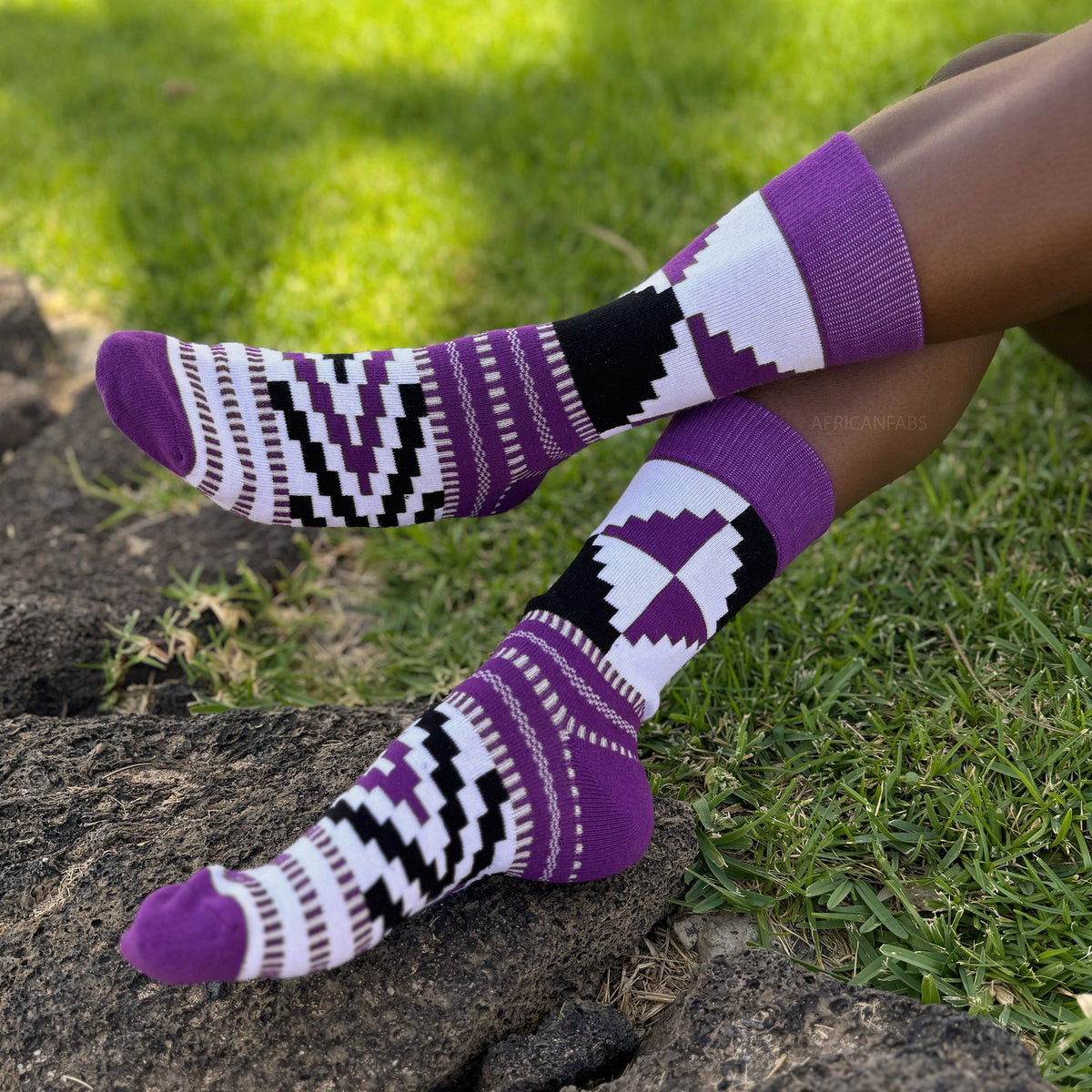 African socks / Afro socks / African print socks - White Purple Kente ...