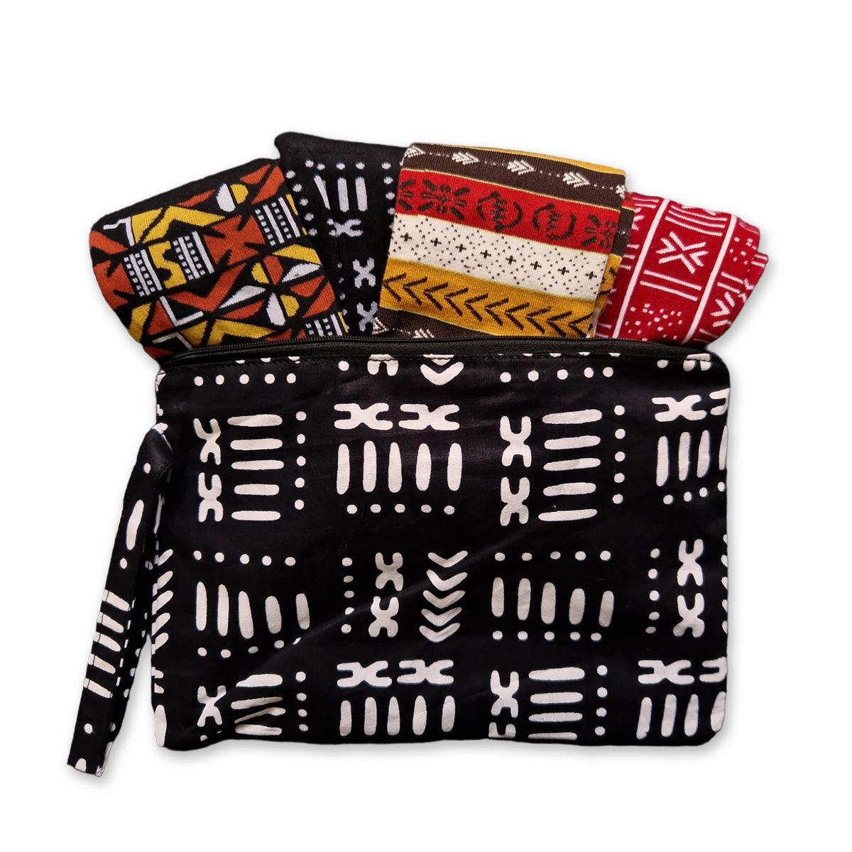 African socks / Afro socks set BAMABARA in pouch - Set of 4 pairs ...