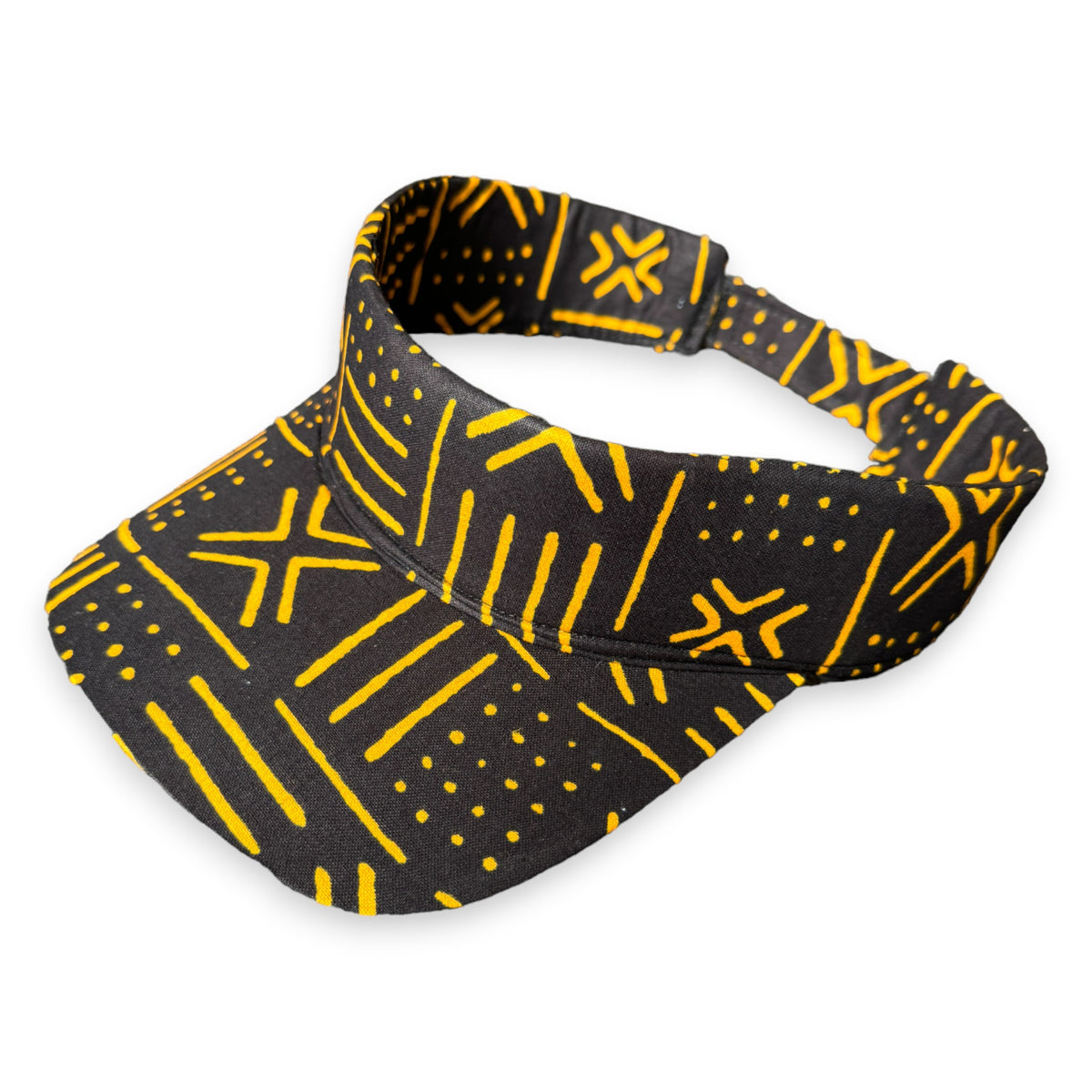 African print Sun visor cap - Black / Yellow bogolan – AfricanFabs