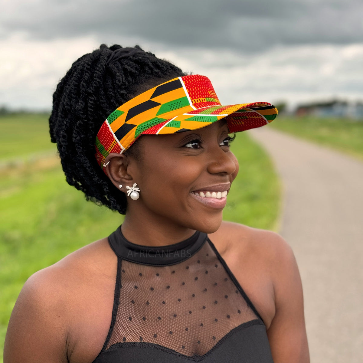 African print Sun visor cap - Green / yellow Kente – AfricanFabs