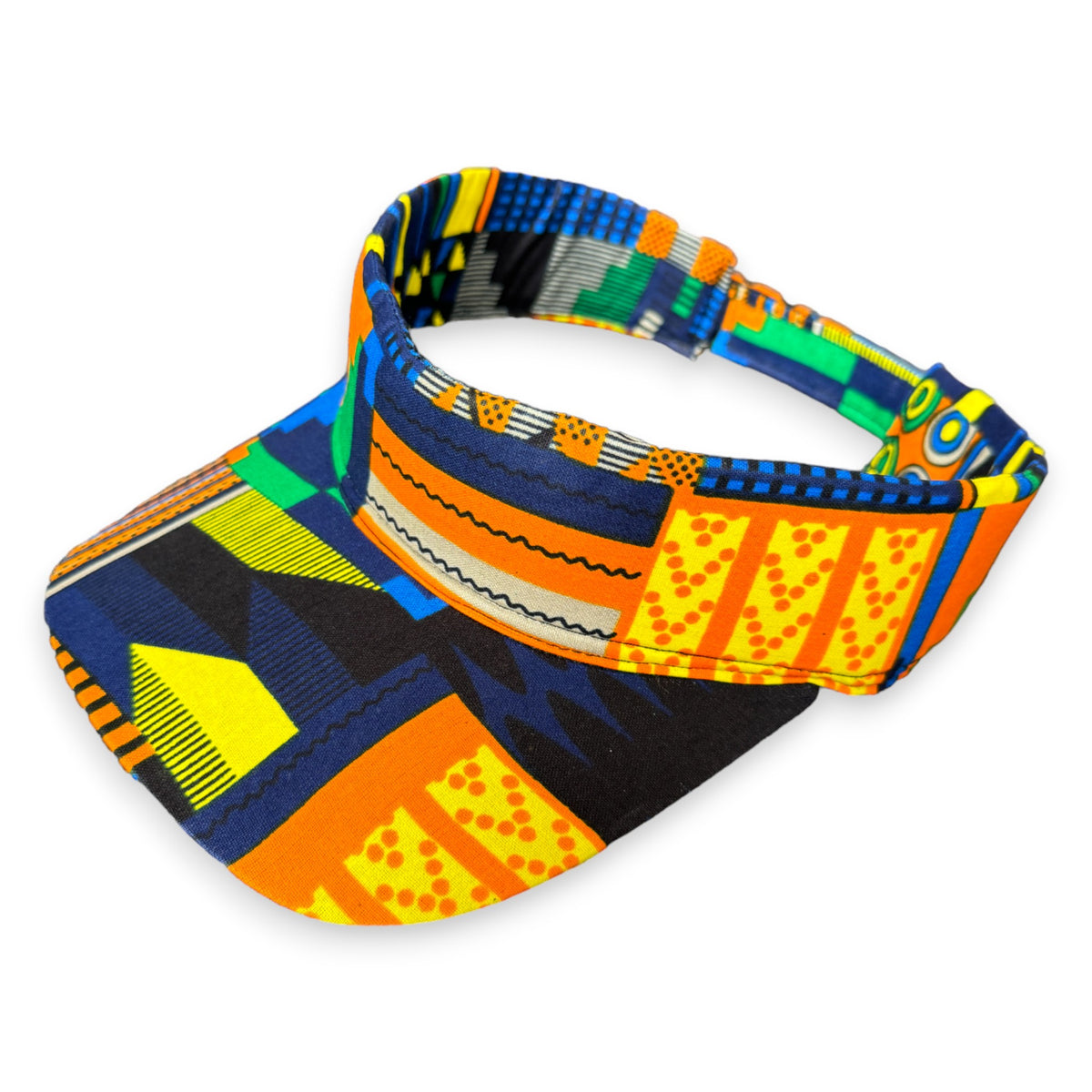 African print Sun visor cap - Blue / Orange kente – AfricanFabs