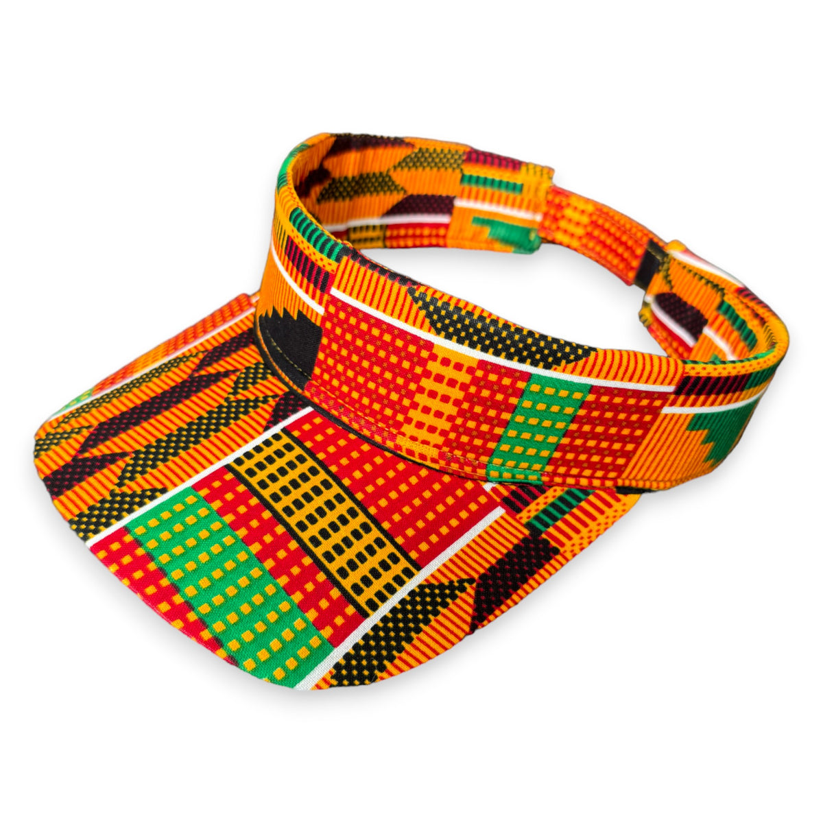 African print Sun visor cap - Orange / green Kente – AfricanFabs