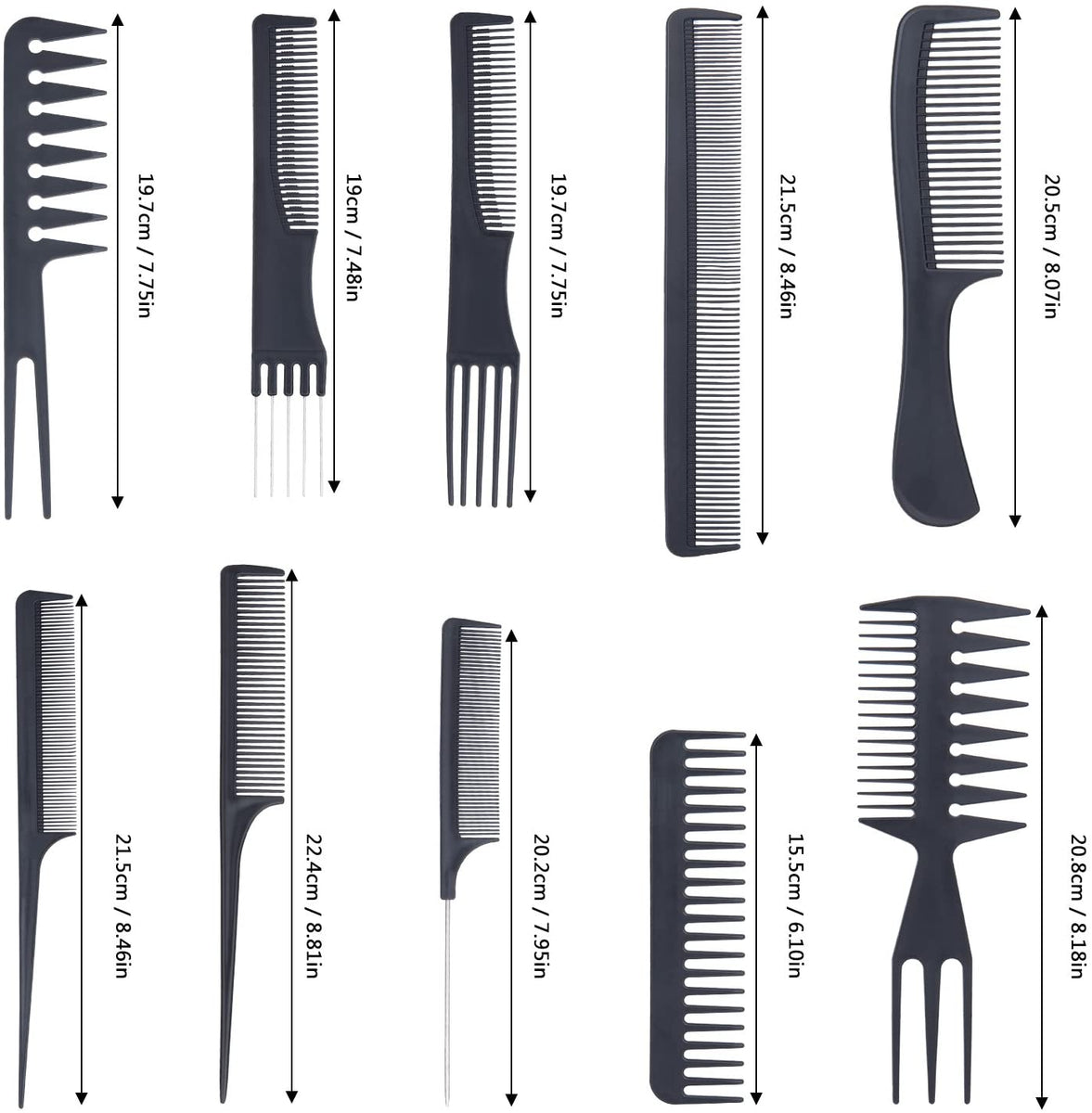 10 Piece Professional styling comb set - Hair comb set - Great for All ...