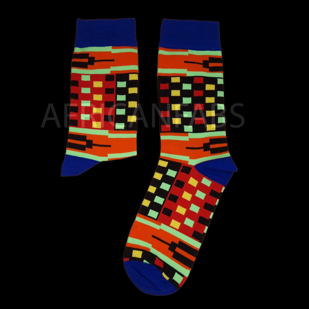 African socks / Afro socks / Kente socks - Blue multicolor – AfricanFabs
